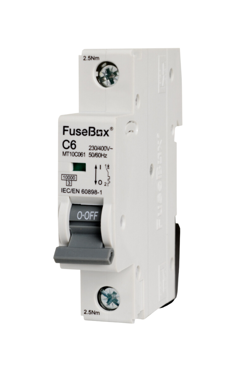 FuseBox TPN 6A C CURVE MCB 10kA 1P - MT10C061 – BigOnElectricals.co.uk