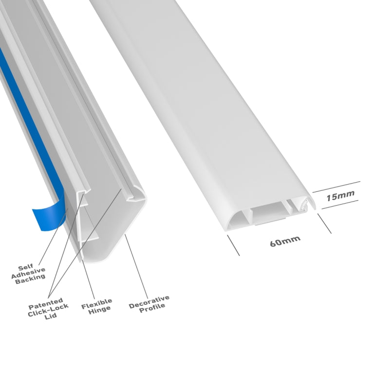 D-Line 1.0m TV Drop Trunking 60x15mm, White - R1D6015W ...