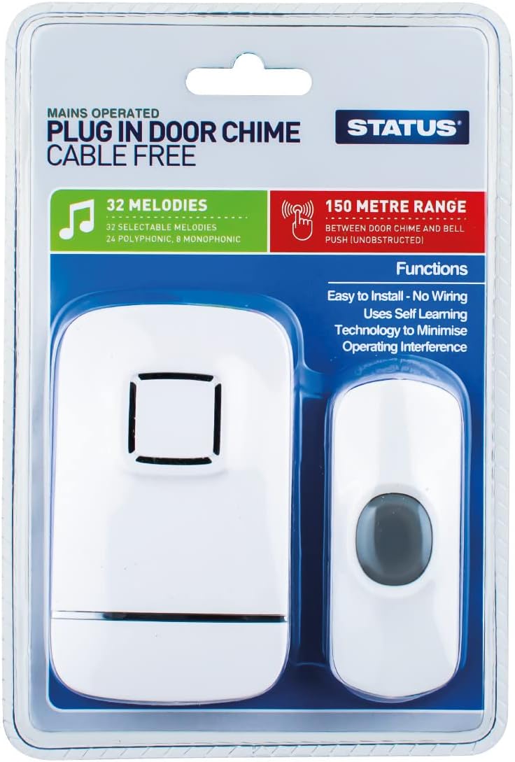 Status Cable Free Plug In Door Chime Kit White - SPDCCFB3 ...