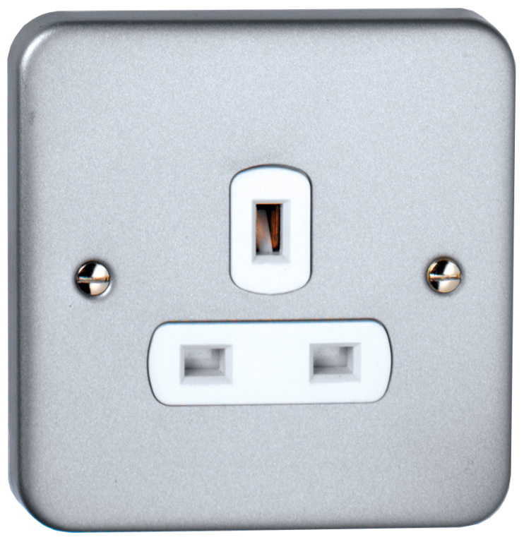 Deta Metal Clad 13A 1 Gang Unswitched Socket & Back Box With Knockouts ...