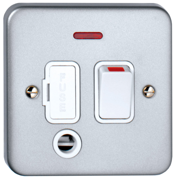 Deta Metal Clad 13A Switched Spur With Flex Outlet & Neon & Back Box W ...