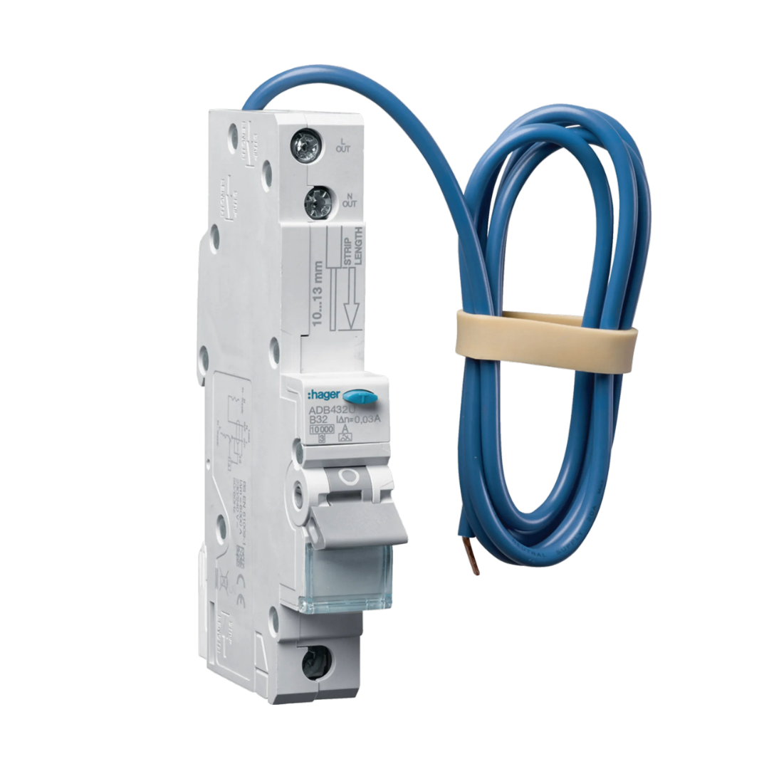 Hager 32A 1P TPN RCBO 30mA, Type A - ADB432U – BigOnElectricals.co.uk