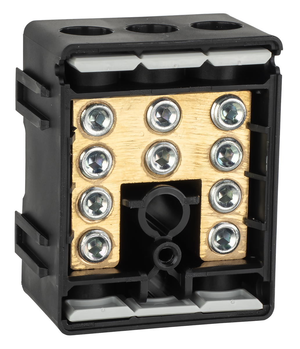 Lewden 100A 5-Way Single Pole Distribution Terminal Block, Black - DT1 ...