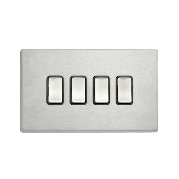 Hamilton Hartland G2 10AX 4 Gang 2 Way Screwless Light Switch - Satin ...