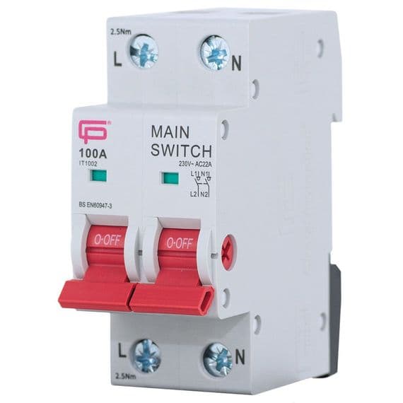 FuseBox TPN 100A 2P Mains Switch - IT1002 – BigOnElectricals.co.uk