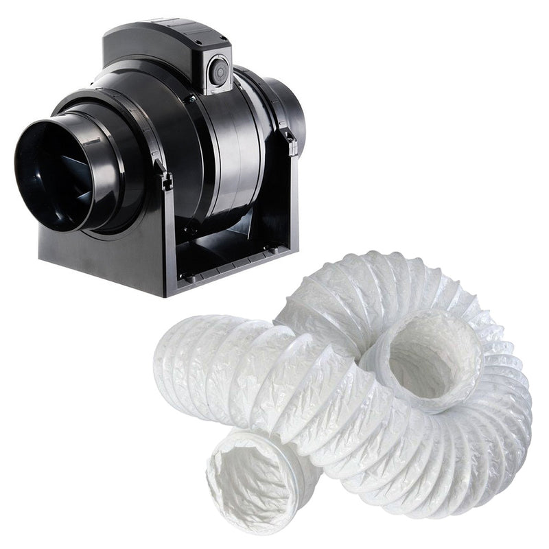 Manrose 100mm In-Line Mixed Flow Extractor Fan with Timer - MF100T Wit ...