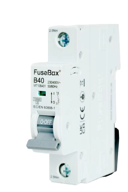 FuseBox TPN 40A B Curve 1P MCB, 10KA - MT10B401 – BigOnElectricals.co.uk
