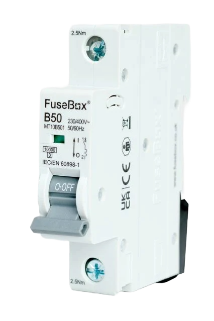 FuseBox TPN 50A B Curve 1P MCB, 10KA - MT10B501 – BigOnElectricals.co.uk