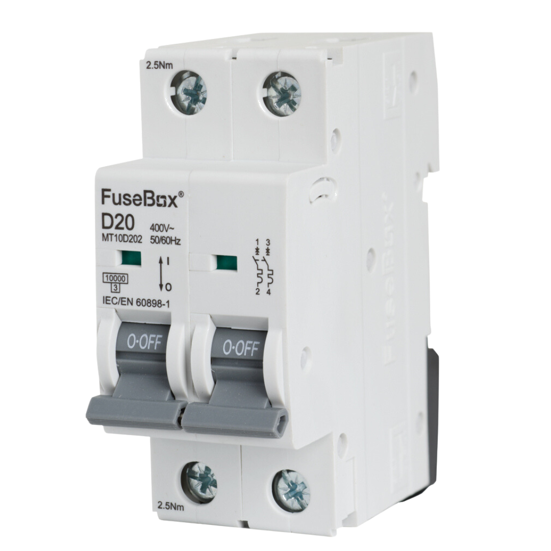 FuseBox TPN 20A D CURVE MCB 10kA 2P – BigOnElectricals.co.uk