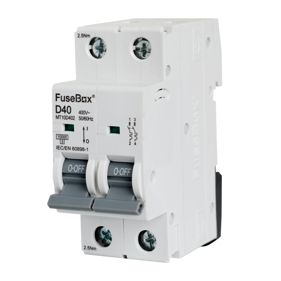 FuseBox TPN 40A D CURVE MCB 10kA 2P – BigOnElectricals.co.uk