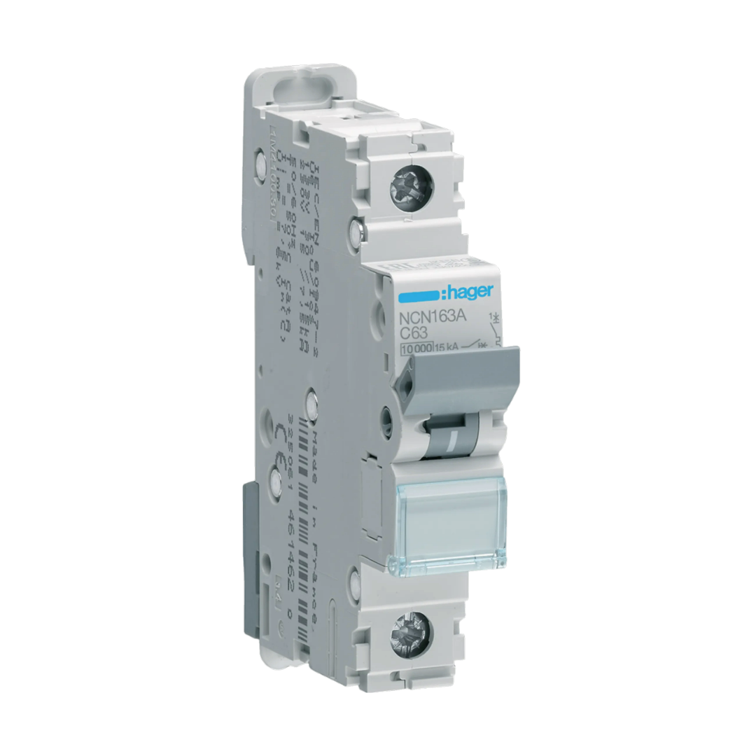 Hager 63A 1P TPN MCB 10kA, Type C - NCN163A – BigOnElectricals.co.uk