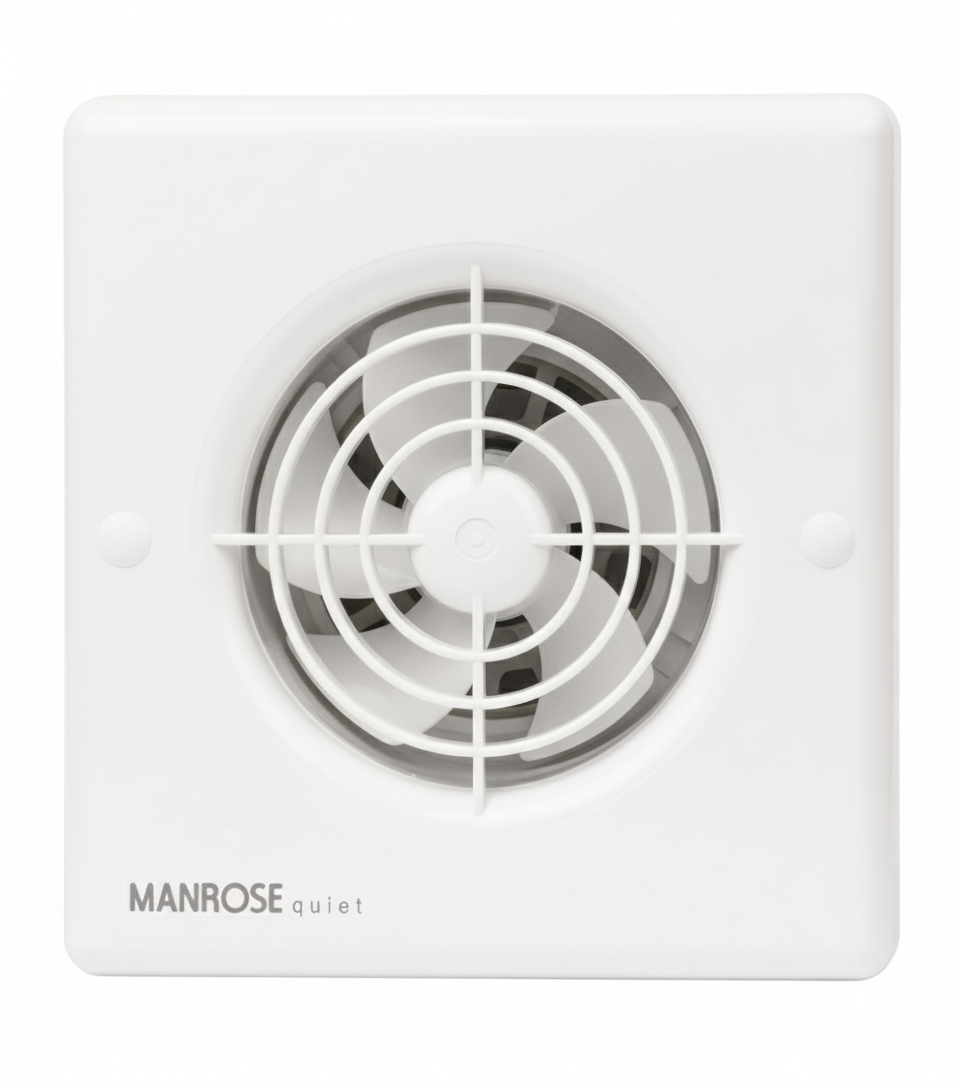 Manrose 4.8W 100mm (4") Quiet Axial Bathroom Extractor Fan with Timer ...