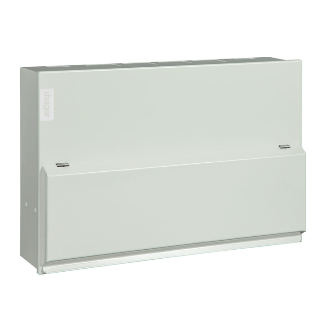 Hager 8 Way Consumer Unit 100A, with Surge Protection & Round Knockout ...