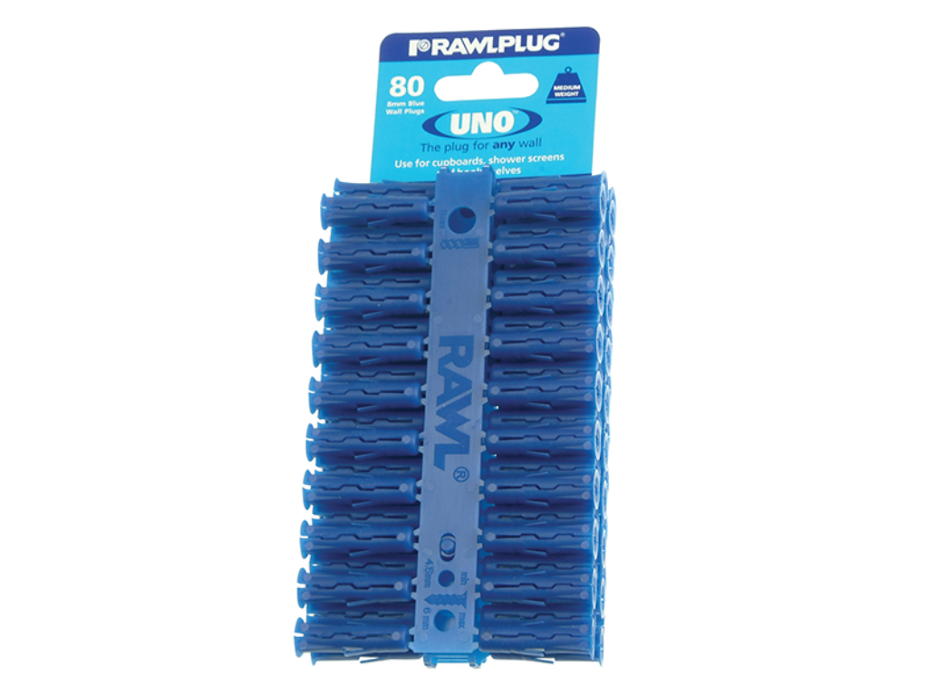 Rawlplug Blue Uno Plugs 8mm x 32mm Card of 80 - RAW68595 ...