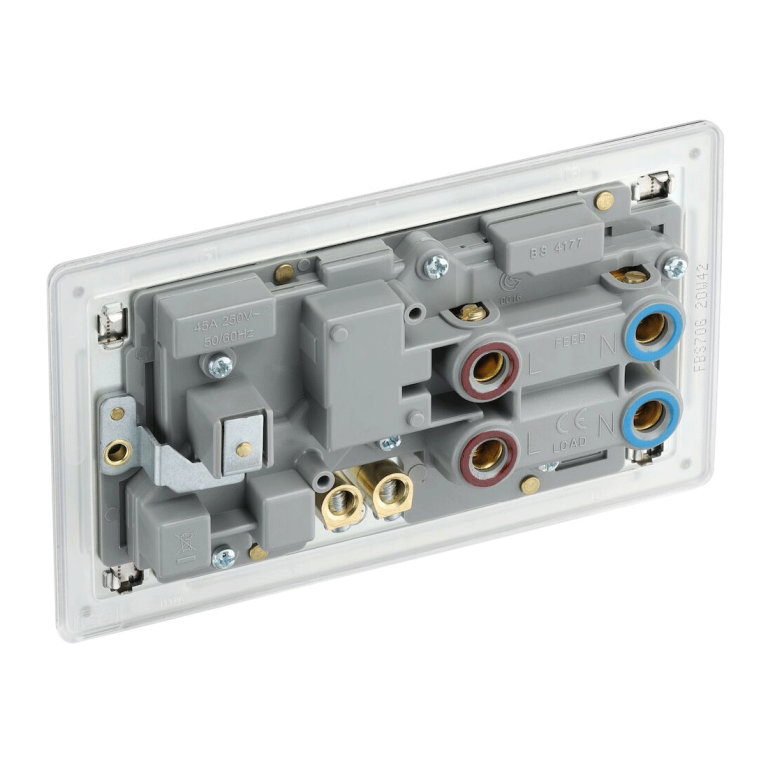 BG Screwless Flatplate Brushed Steel 45A Cooker Control Unit With Swit ...