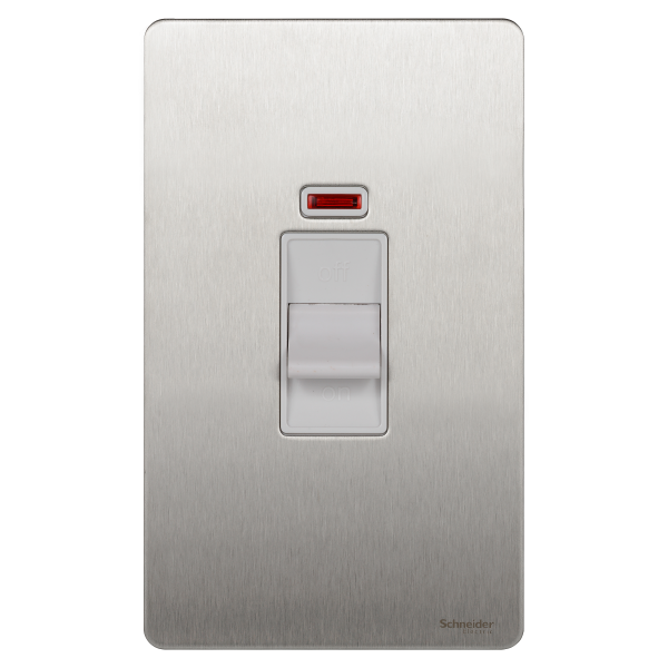 Schneider USFP 50A 2G Switched & Neon White Insert Stainless Steel - G ...