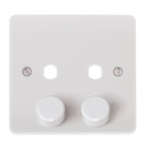 Click Scolmore MiniGrid Mode 2 Gang Single Dimmer Plate & Knobs White ...