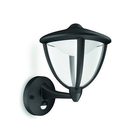 Philips Robin 4.5W Wall Lantern with PIR Black - Warm White - 91500456 ...