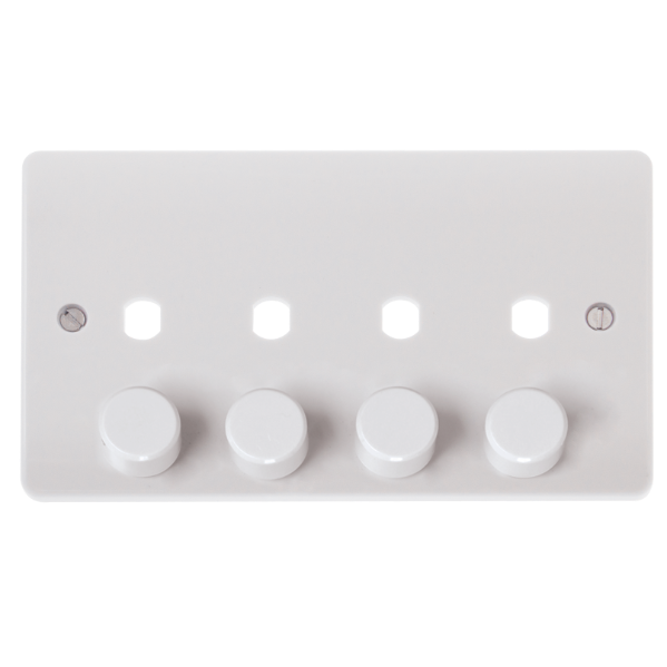 Click Scolmore MiniGrid Mode 4 Gang Double Dimmer Plate & Knobs White ...