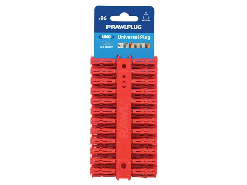 Rawlplug Red Uno Plugs 6mm x 28mm Card of 96 - RAW68520 ...