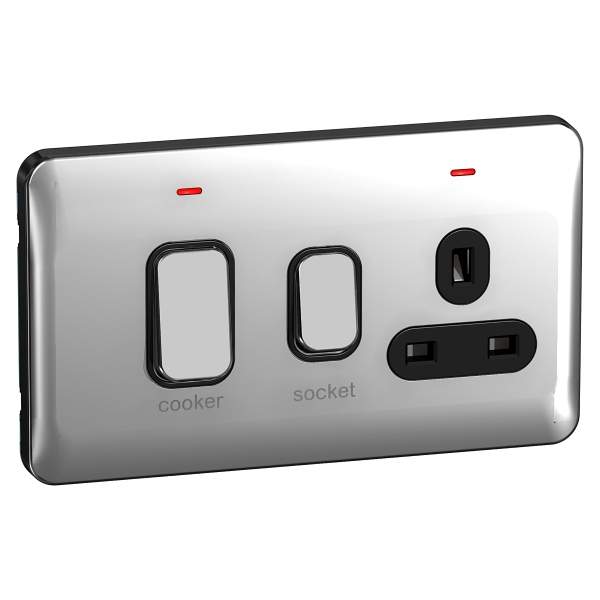 Schneider LSD 45A Double Pole CCU w LEDInd Black Insert - Polished Chr ...