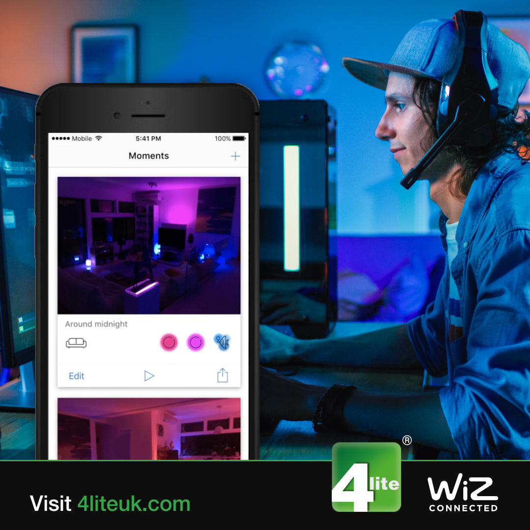 4Lite WiZ Connected SMART LED Glass Globe - Full Colours & Tuneable Wh ...