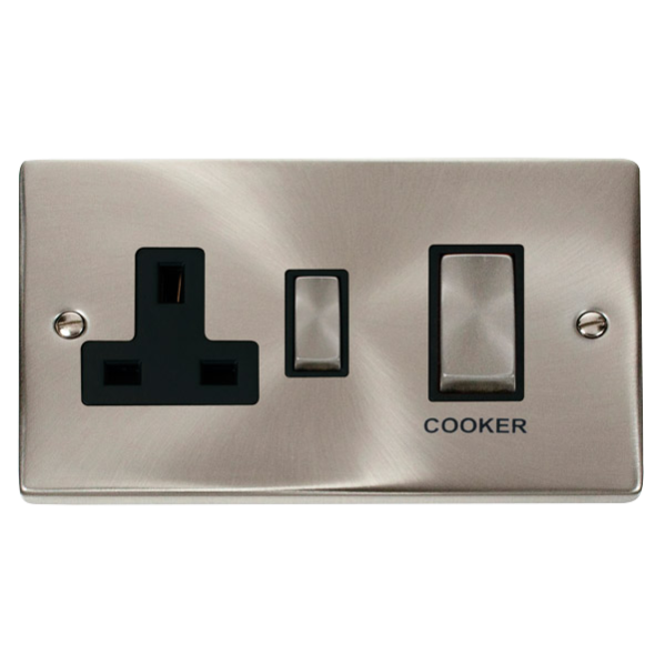 Click Scolmore Deco Ingot 45A Cooker Switch Unit with 13A 2 Pole Switc ...