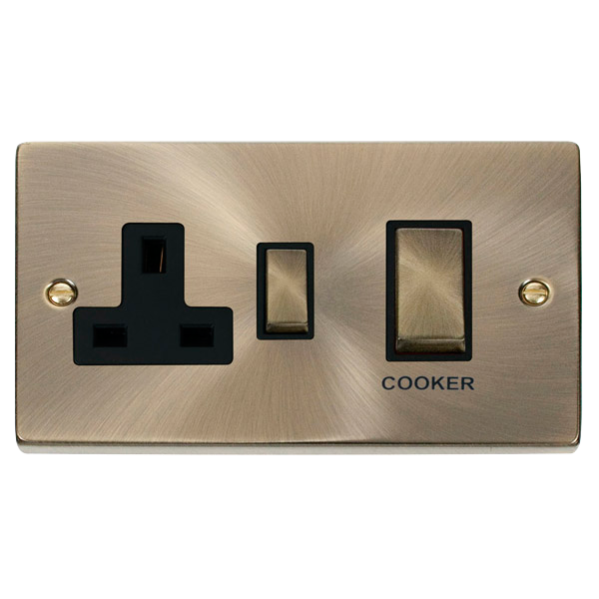Click Scolmore Deco Ingot 45A Cooker Switch Unit with 13A 2 Pole Switc ...