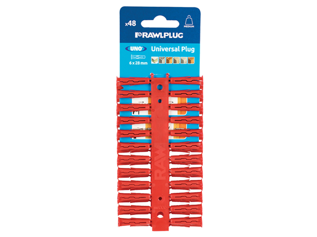 Rawlplug Red Uno Plugs 6mm x 28mm Card of 48 - RAW68515 ...