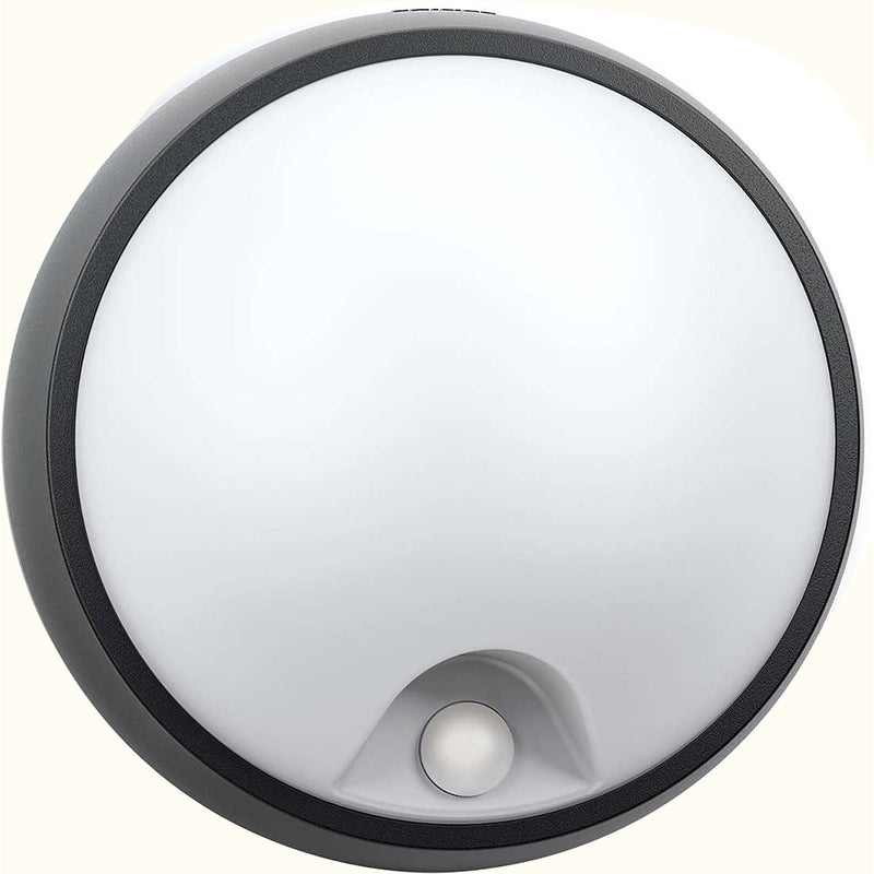 Philips Eagle 3.5W LED Round Flush Outdoor Wall Light with PIR Black ...