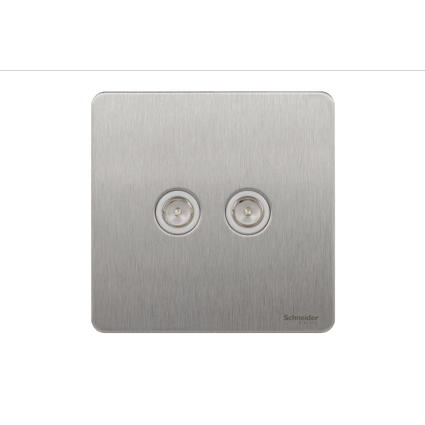 Schneider USFP Twin Coaxial Socket White Insert Stainless Steel - GU74 ...