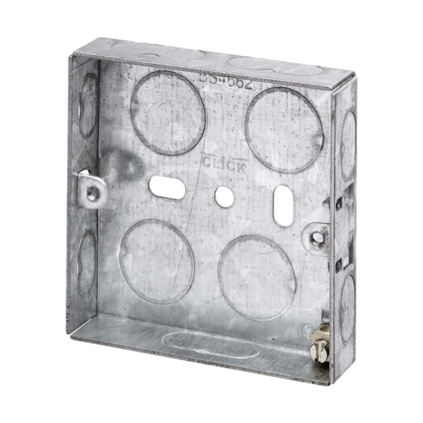 Click Scolmore Essentials 1 Gang 16MM K/O Galvanised Metal Back Box ...