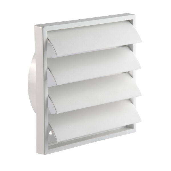 Manrose 150mm/6" External Wall Grille with Round Spigot and Gravity Sh ...